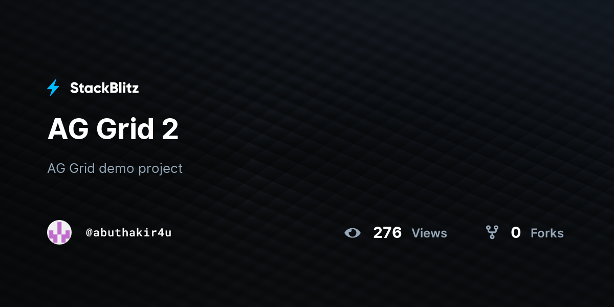 AG Grid 2 - StackBlitz