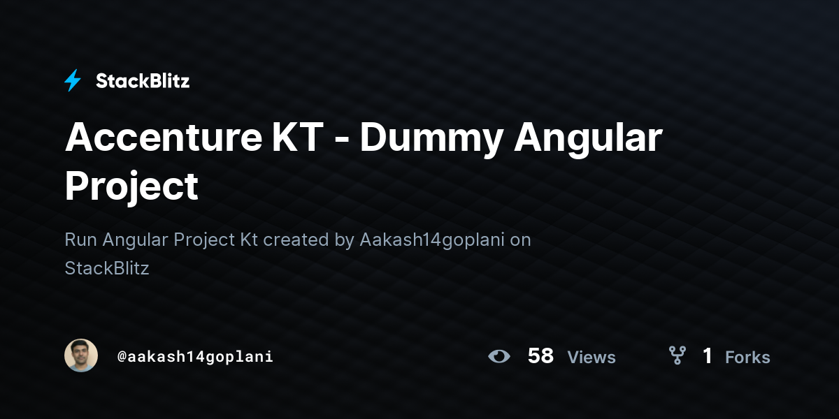 Accenture KT - Dummy Angular Project - StackBlitz