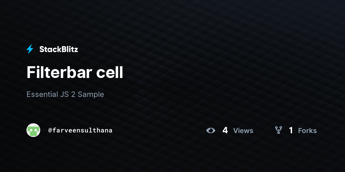 Filterbar cell - StackBlitz