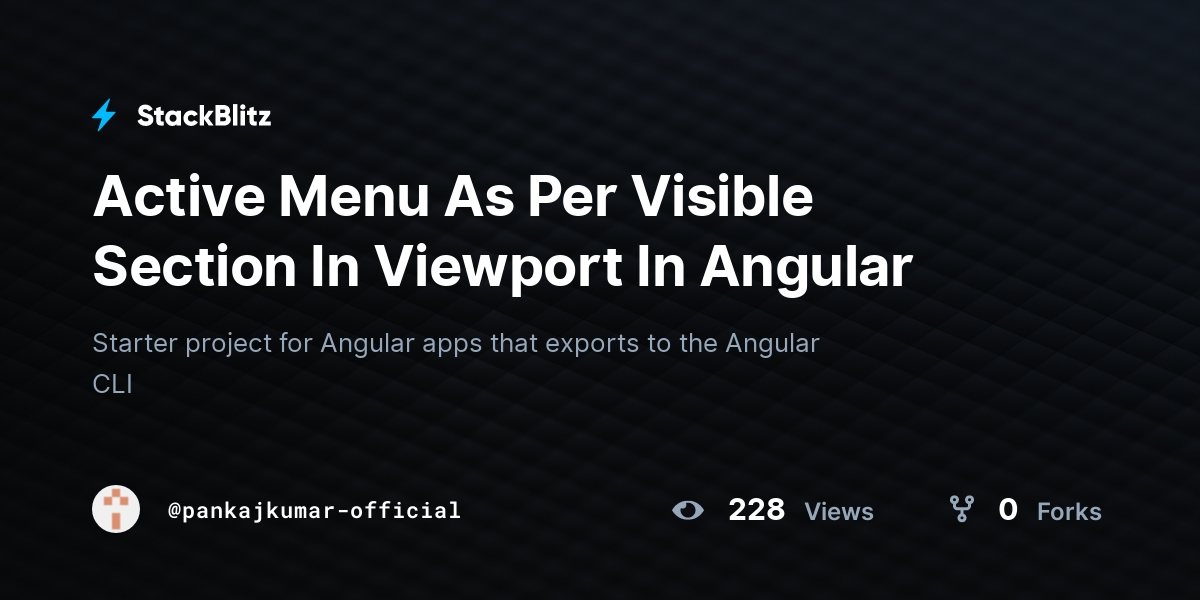 Active Menu As Per Visible Section In Viewport In Angular - StackBlitz