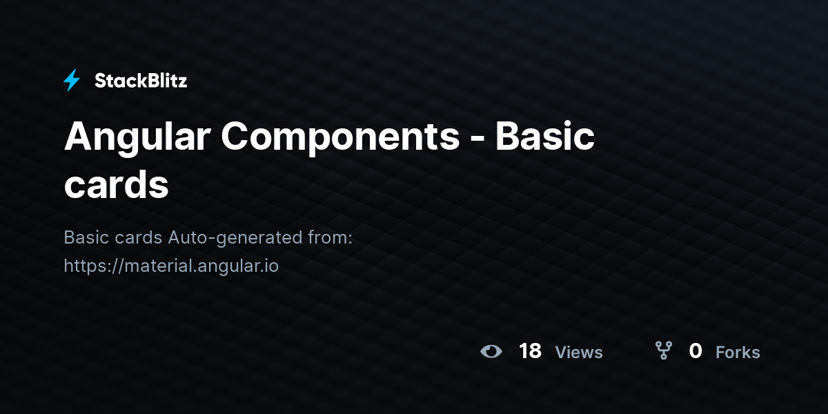 Angular Components - Basic cards - StackBlitz