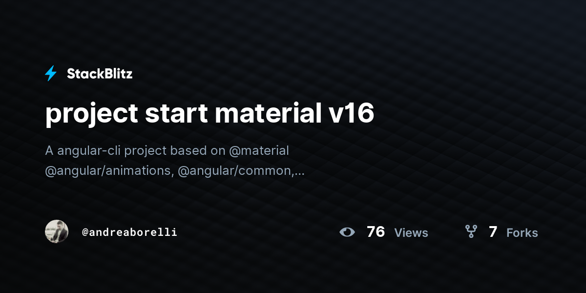 project start material v16 - StackBlitz