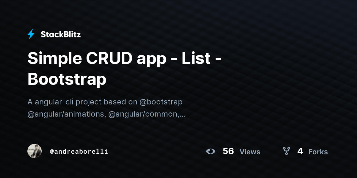 Simple CRUD app - List - Bootstrap - StackBlitz