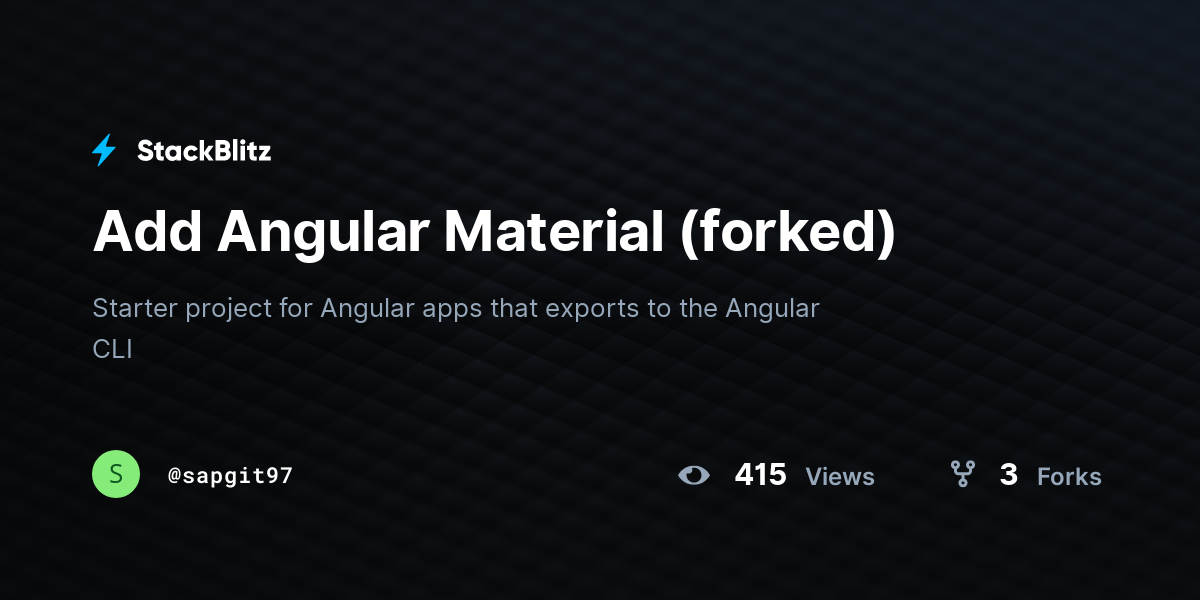 Add Angular Material (forked) - StackBlitz