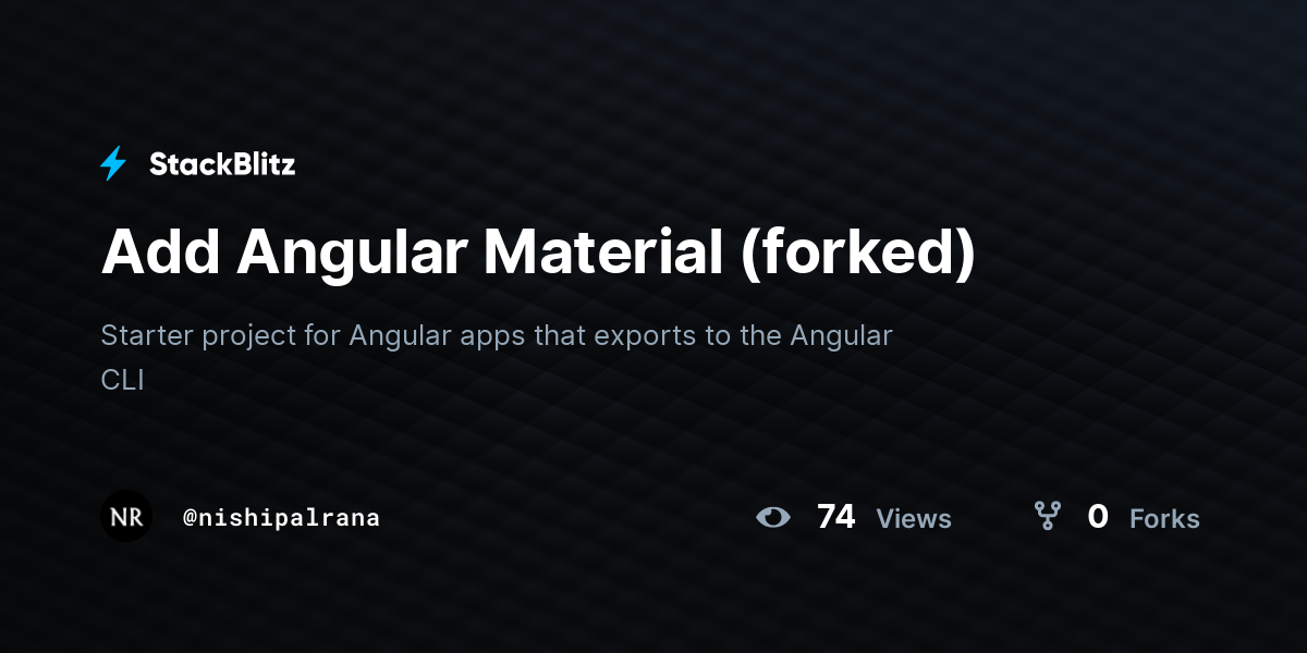 Add Angular Material Forked Stackblitz