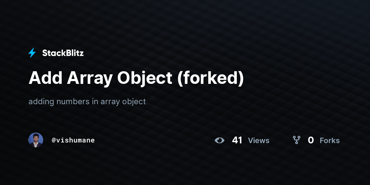 Add Array Object Forked Stackblitz