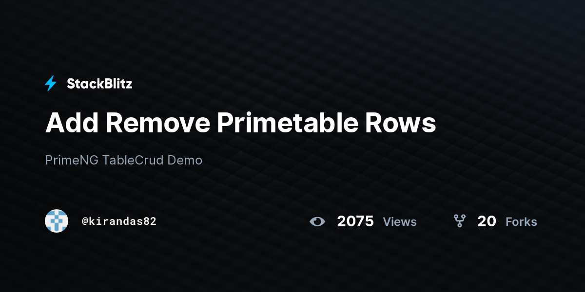 Add Remove Primetable Rows - StackBlitz