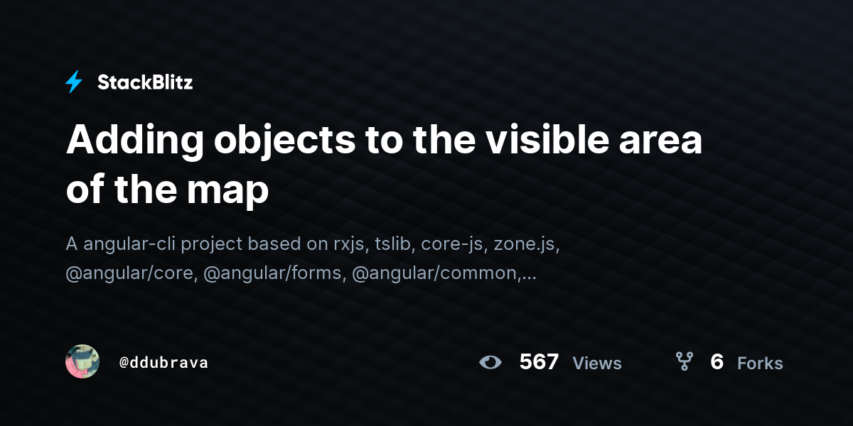 Adding objects to the visible area of the map - StackBlitz