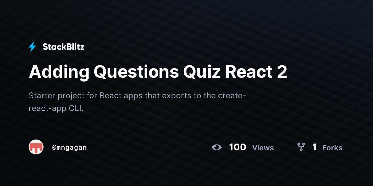Adding Questions Quiz React 2 - StackBlitz