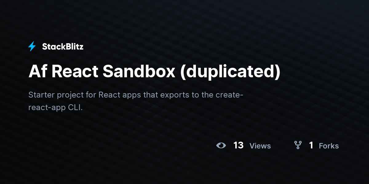 Af React Sandbox (duplicated) - StackBlitz