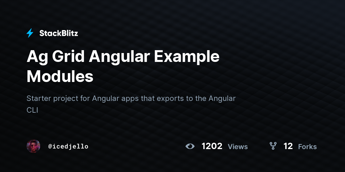 Ag Grid Angular Example Modules - StackBlitz