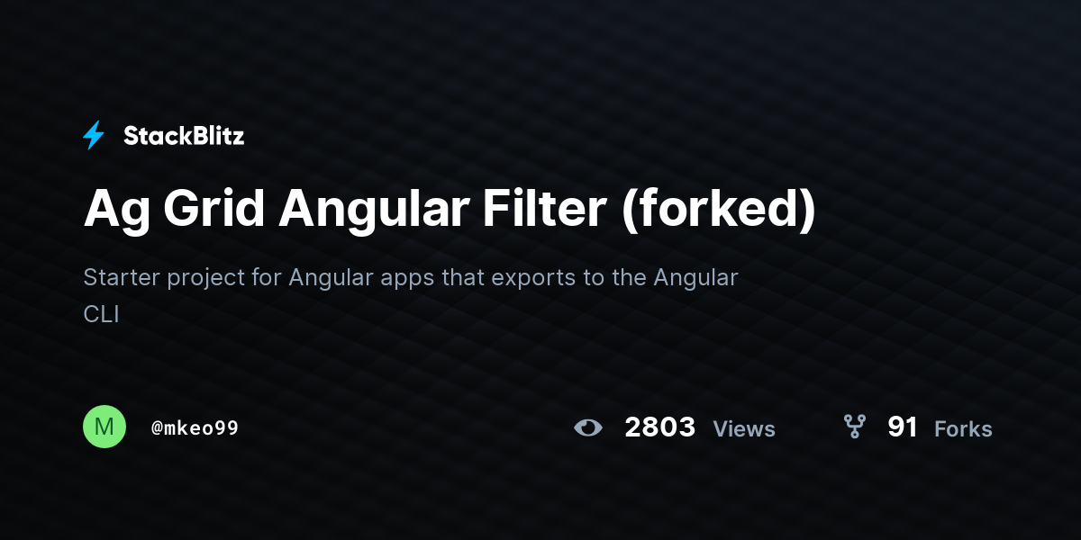 Ag Grid Angular Filter (forked) - StackBlitz Ag Grid Angular Filter (forked) - StackBlitz