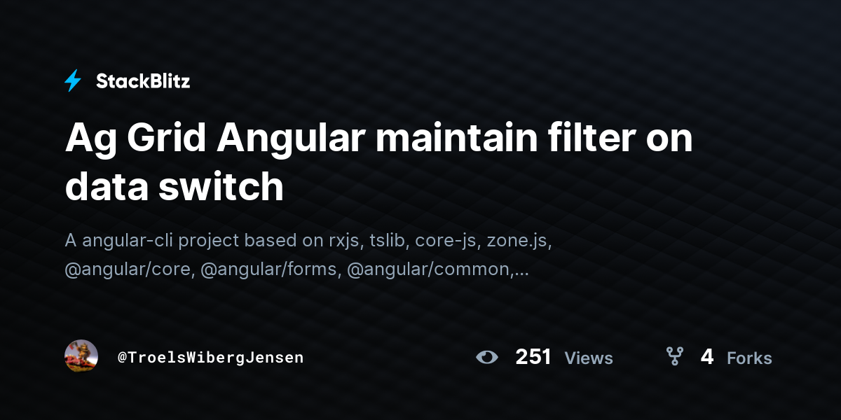 Ag Grid Angular maintain filter on data switch - StackBlitz