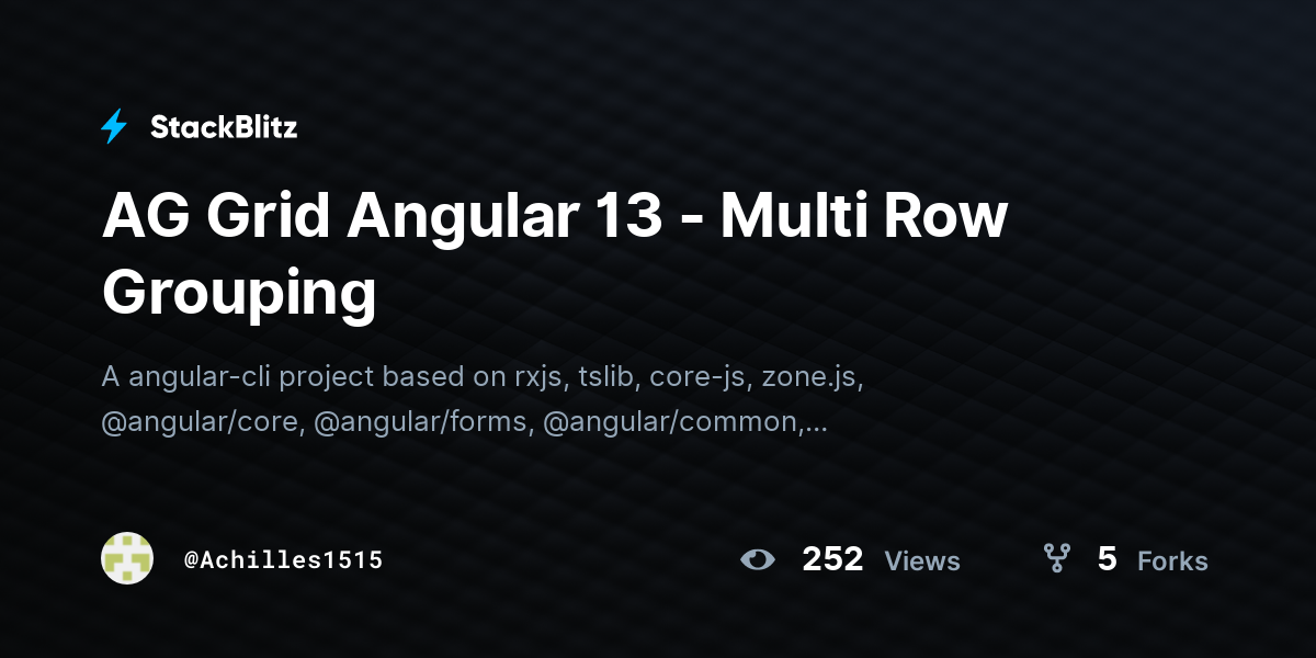 AG Grid Angular 13 - Multi Row Grouping - StackBlitz