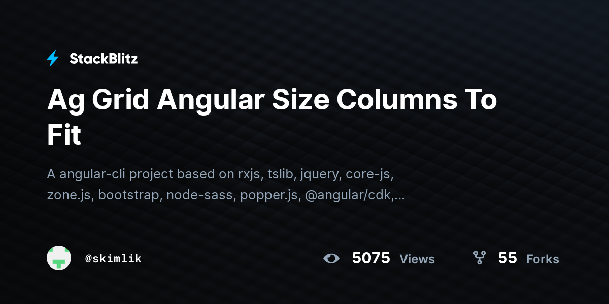 Ag Grid Angular Size Columns To Fit - StackBlitz