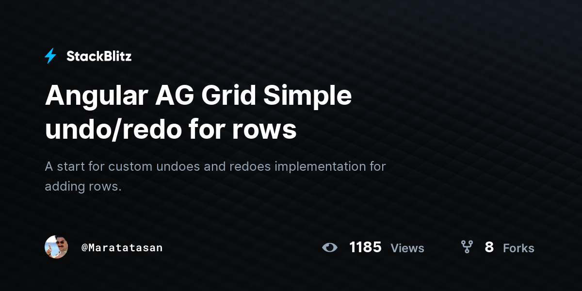 Angular AG Grid Simple undo/redo for rows - StackBlitz