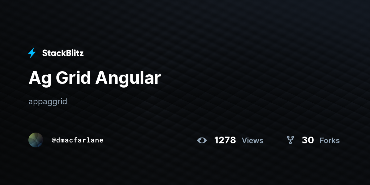 Ag Grid Angular - StackBlitz