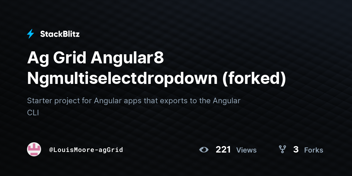 Ag Grid Angular8 Ngmultiselectdropdown (forked) - StackBlitz