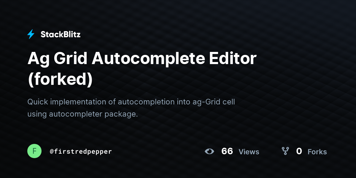 Ag Grid Autocomplete Editor (forked) - StackBlitz
