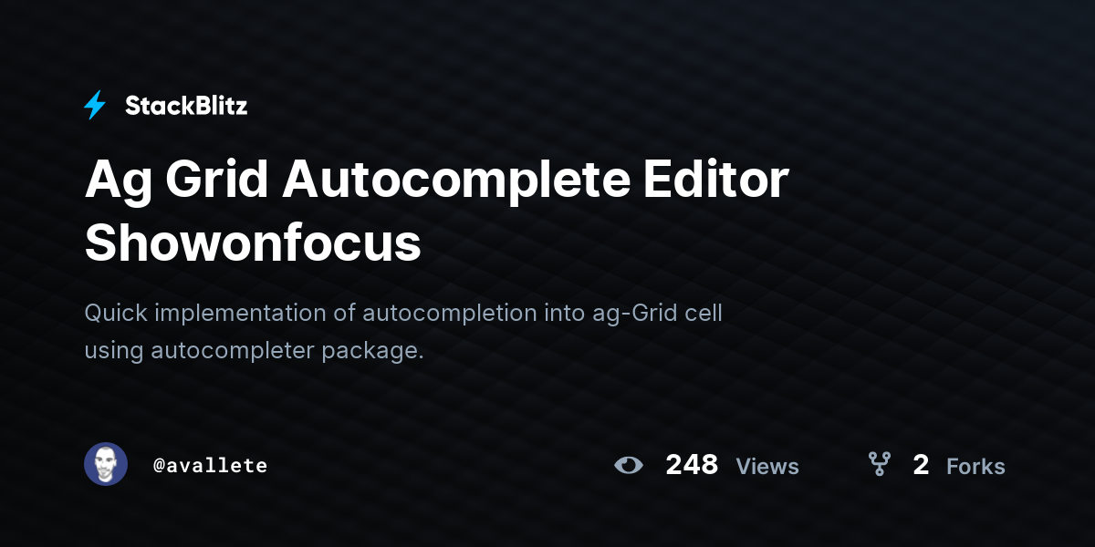 Ag Grid Autocomplete Editor Showonfocus - StackBlitz
