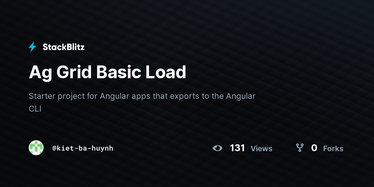 Ag Grid Basic Load - StackBlitz