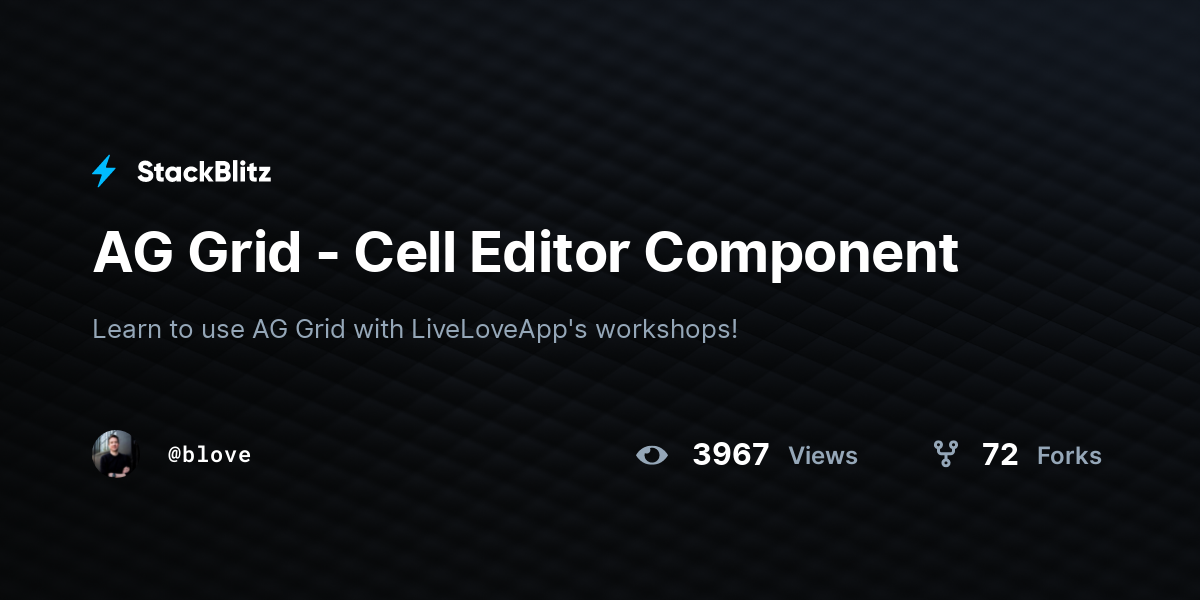 AG Grid - Cell Editor Component - StackBlitz
