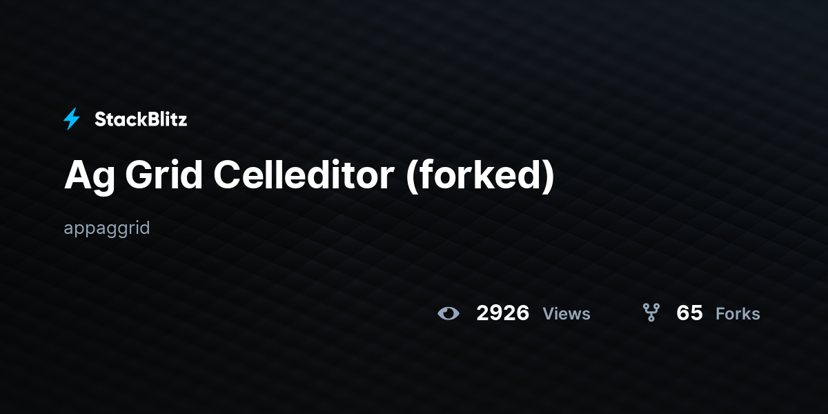 Ag Grid Celleditor (forked) - StackBlitz