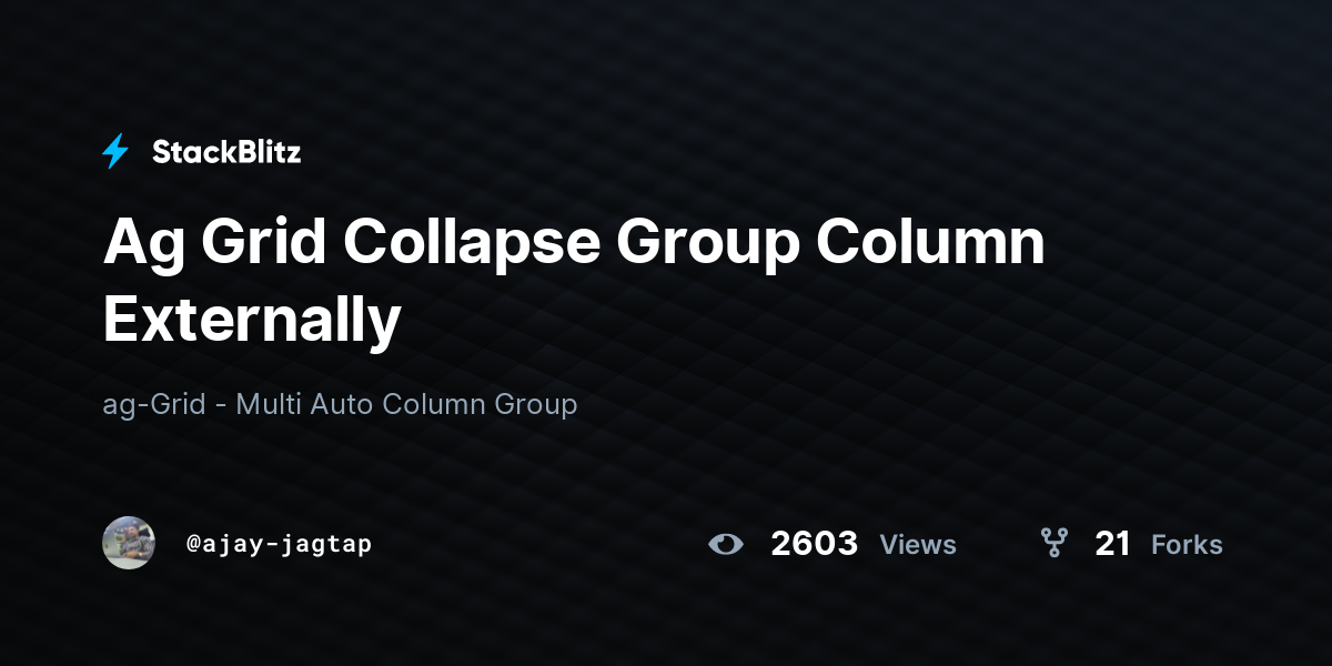 Ag Grid Collapse Group Column Externally - StackBlitz