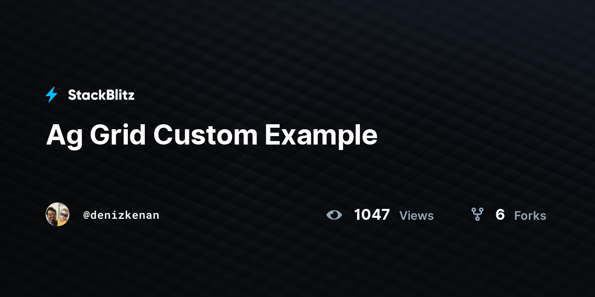 Ag Grid Custom Example - StackBlitz
