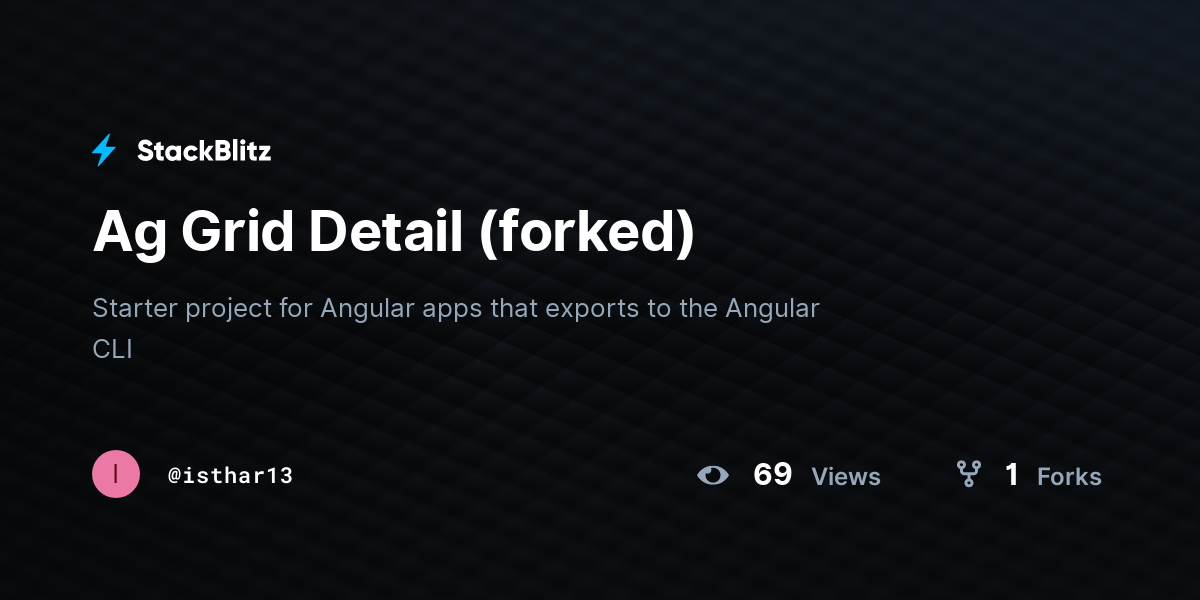 Ag Grid Detail (forked) - StackBlitz Ag Grid Detail (forked) - StackBlitz