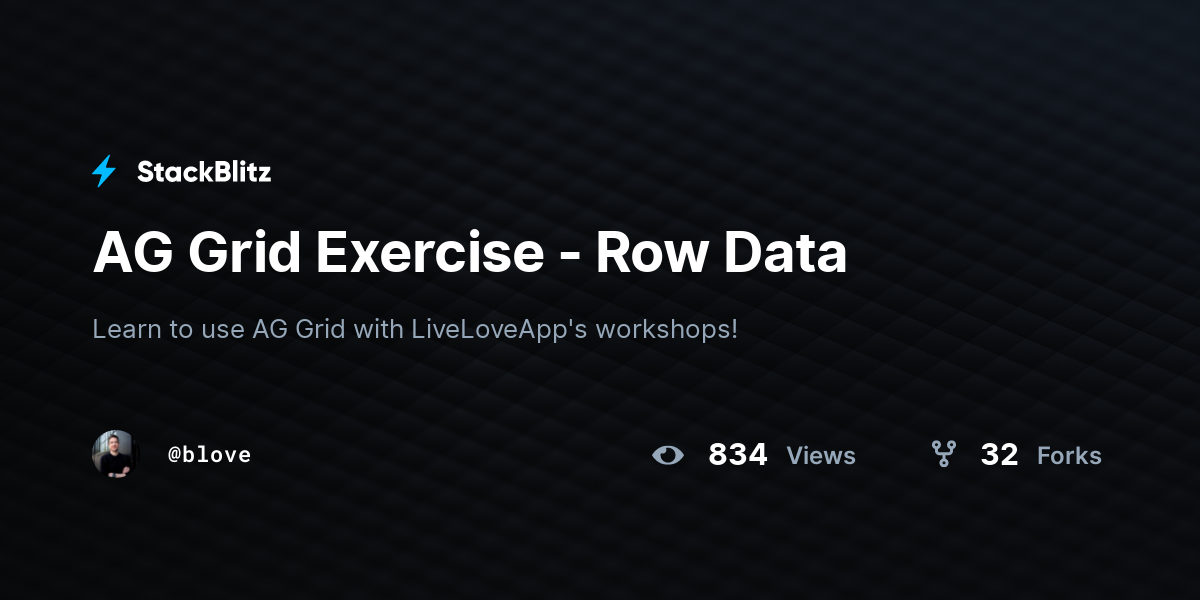 AG Grid Exercise - Row Data - StackBlitz