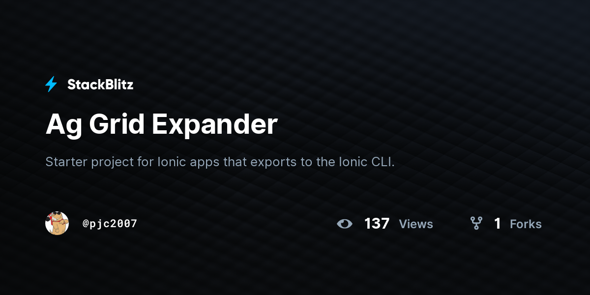 Ag Grid Expander - StackBlitz