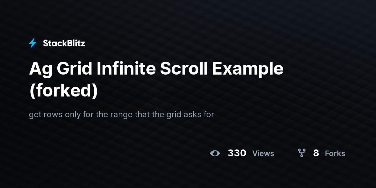 Ag Grid Infinite Scroll Example (forked) - StackBlitz