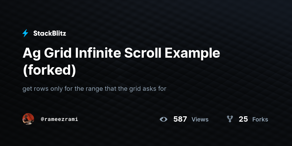 Ag Grid Infinite Scroll Example (forked) - StackBlitz