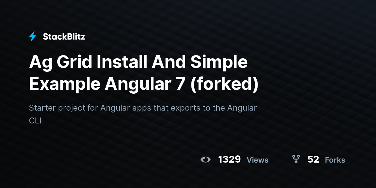 Ag Grid Install And Simple Example Angular 7 (forked) - StackBlitz