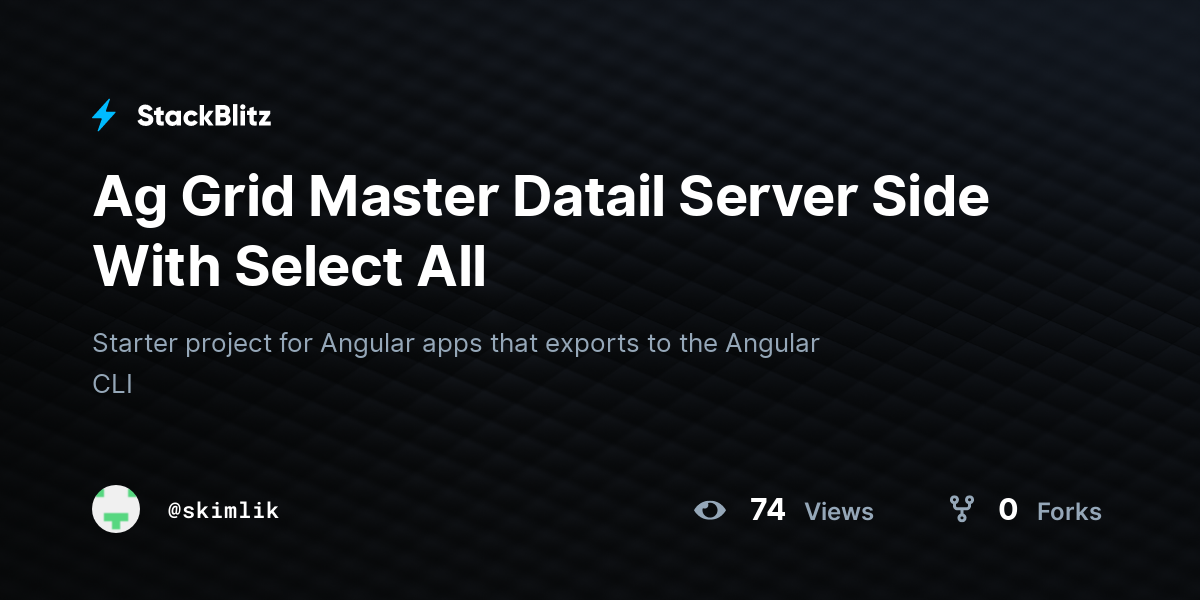 Ag Grid Master Datail Server Side With Select All - StackBlitz
