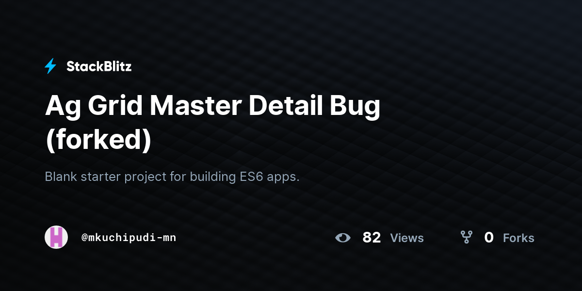 Ag Grid Master Detail Bug (forked) - StackBlitz