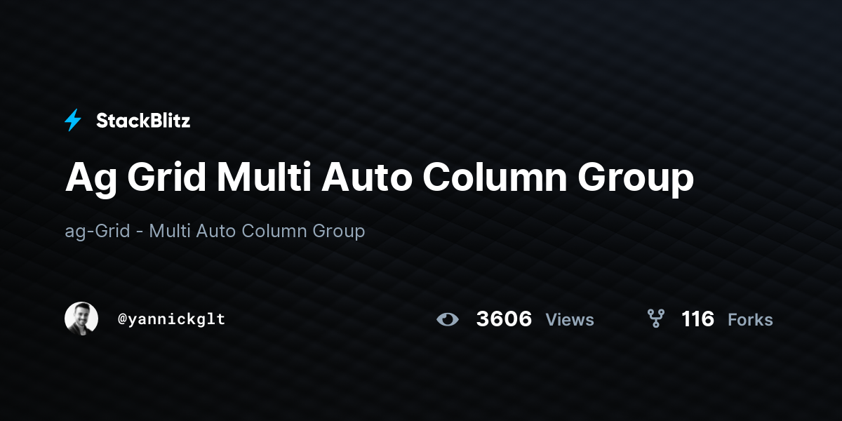 Ag Grid Multi Auto Column Group - StackBlitz