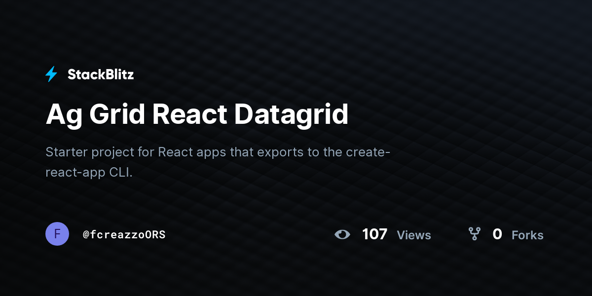 Ag Grid React Datagrid - StackBlitz