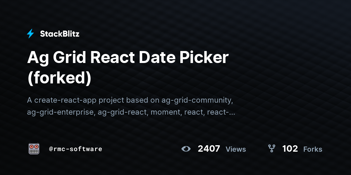Ag Grid React Date Picker (forked) - StackBlitz
