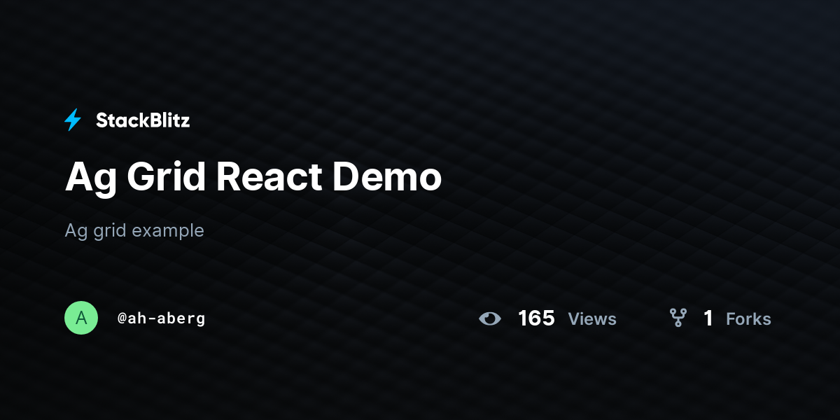 Ag Grid React Demo - StackBlitz Ag Grid React Demo - StackBlitz
