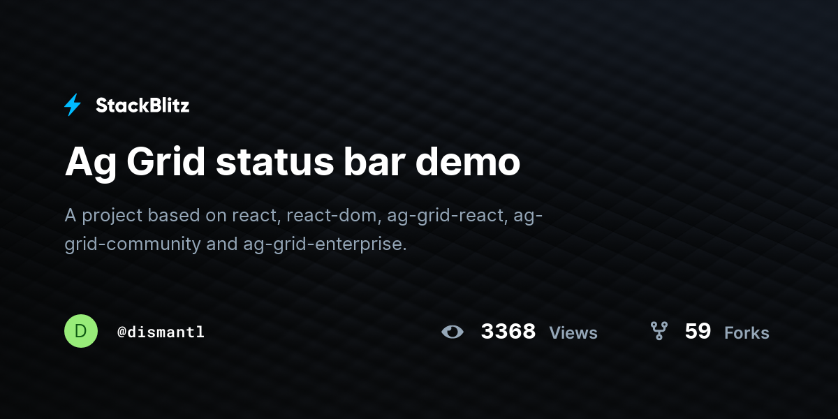 Ag Grid status bar demo - StackBlitz