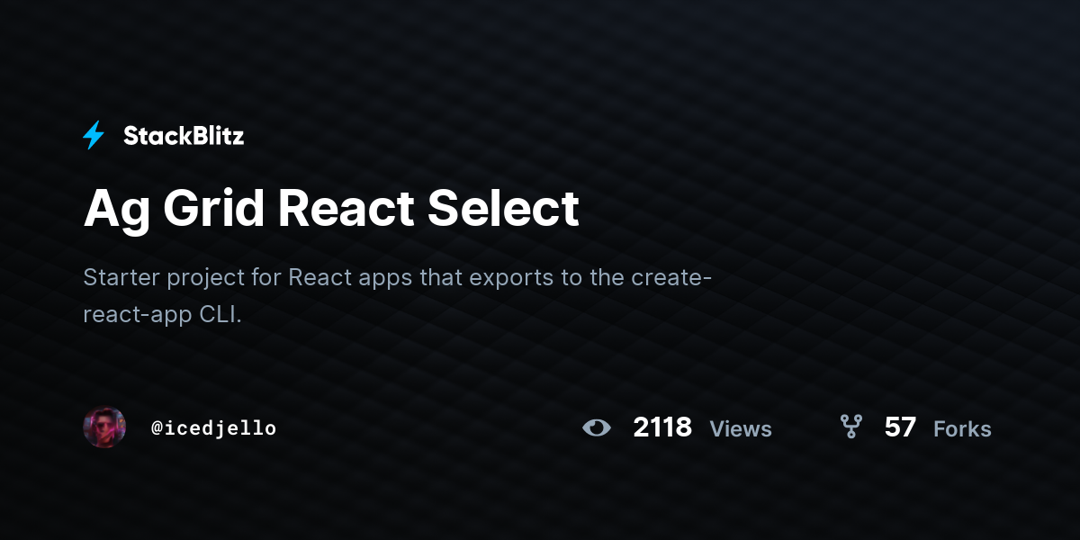 Ag Grid React Select Stackblitz