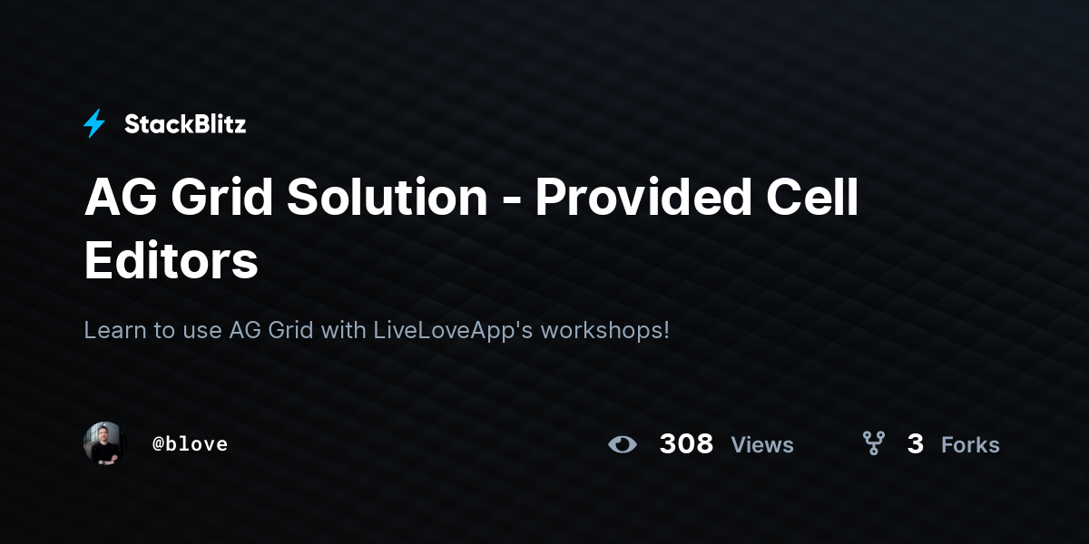 Ag Grid Solution Provided Cell Editors Stackblitz