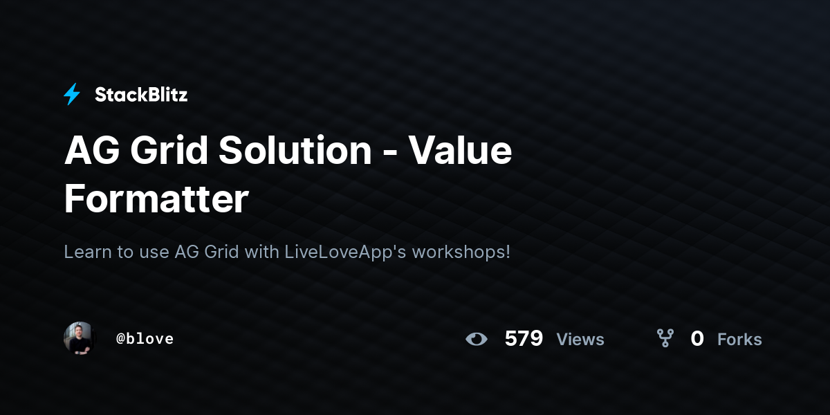 AG Grid Solution - Value Formatter - StackBlitz