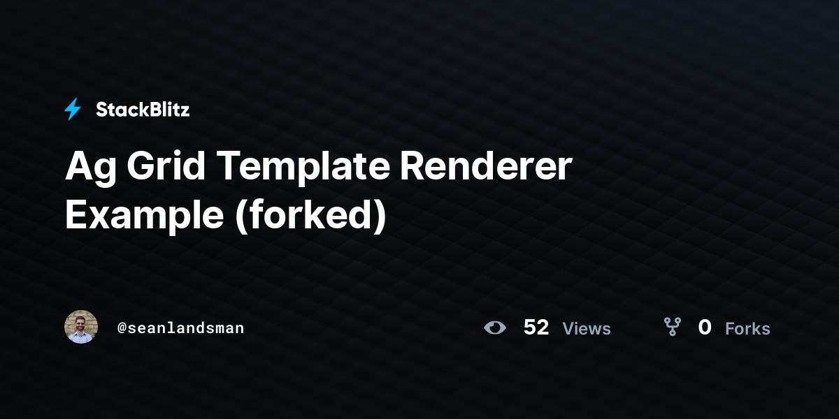 Ag Grid Template Renderer Example (forked) - StackBlitz Ag Grid Template Renderer Example (forked) - StackBlitz
