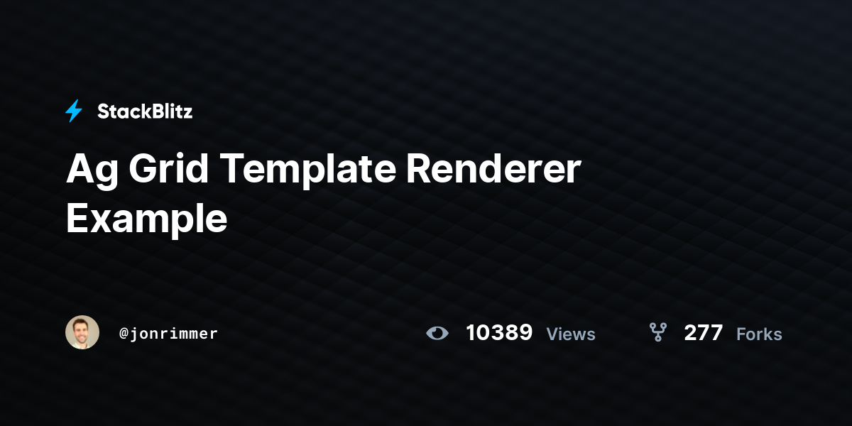 Ag Grid Template Renderer Example - StackBlitz Ag Grid Template Renderer Example - StackBlitz