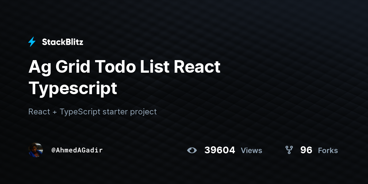 Ag Grid Todo List React Typescript StackBlitz