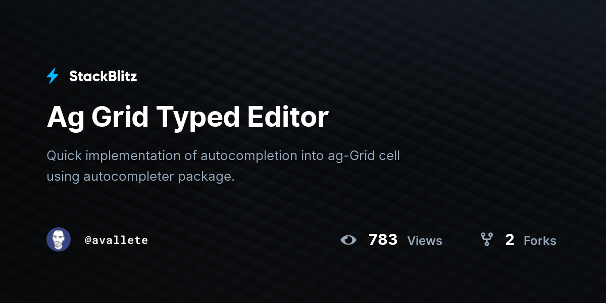 Ag Grid Typed Editor - StackBlitz