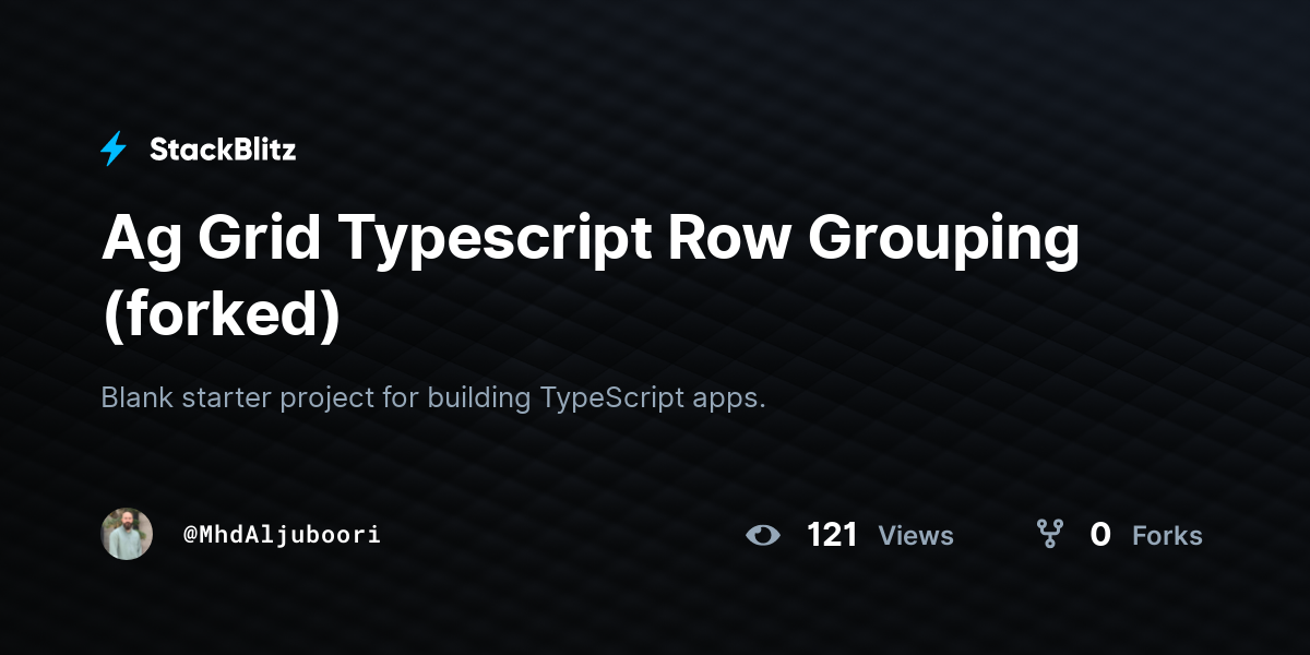 Ag Grid Typescript Row Grouping (forked) - StackBlitz